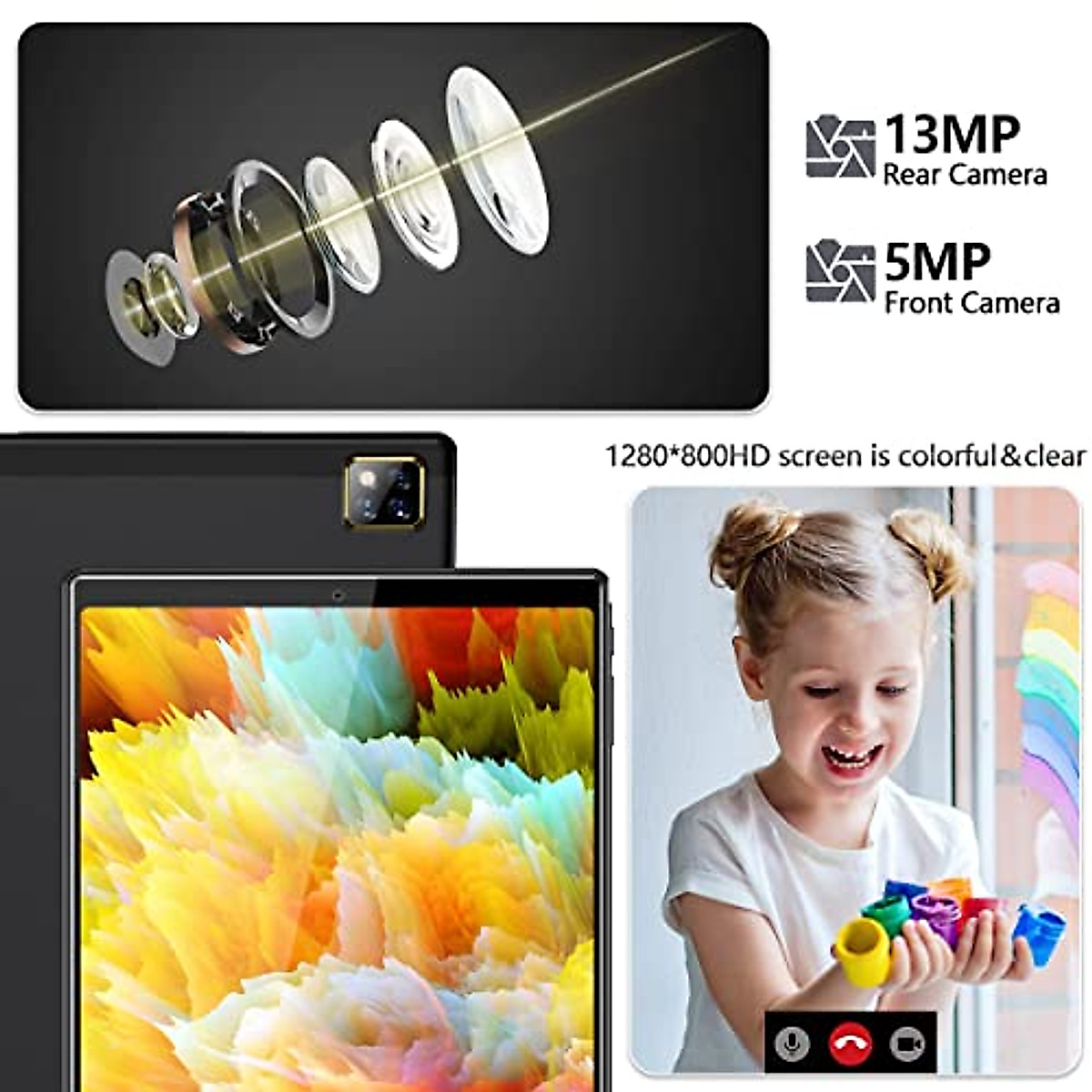 Tablet 10 Inch Android 11.0 Tablet with Keyboard, Dual 2.4+5G WiFi Tablets 64GB Storage 128GB Expandable, 4G RAM 6000mAh Battery Google Certified Tablet Include Keyboard Mouse Case Stylus
