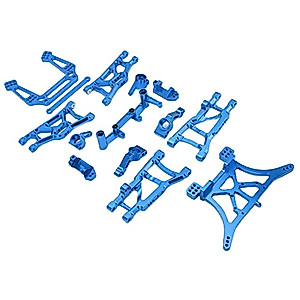 RC Front Rear Suspension Arm Kit, 1/10 RC Aluminum Alloy Parts Kit Compatible for TRAXXAS Slash 2WD 1/10 RC Car(Blue)