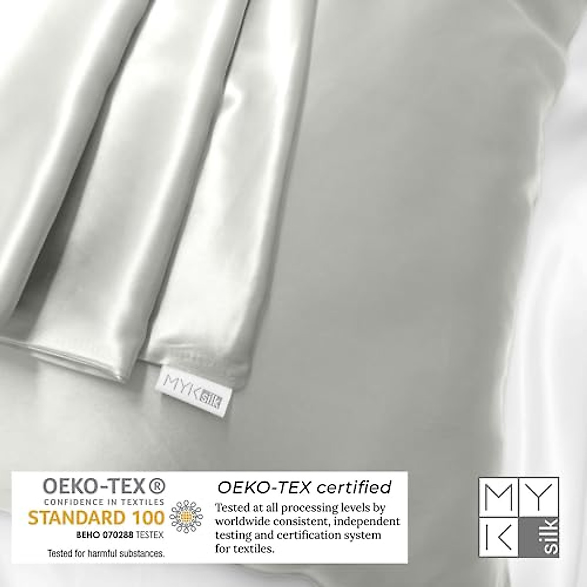 MYK Pure Natural Mulberry Silk Pillowcase, 19 Momme 600 Thread Count for Hair & Skin Care, Hypoallergenic and Cooling, Oeko-TEX, King Size, Undyed Ivory White