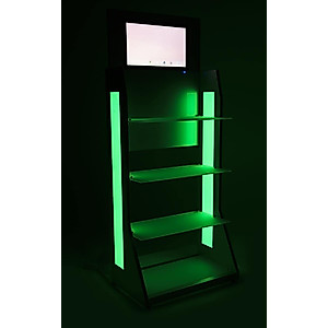 Displays2go LED Gondola with Digital Screen, Built-in Speaker, Four Shelves - Silver (SMFSDDSLED)