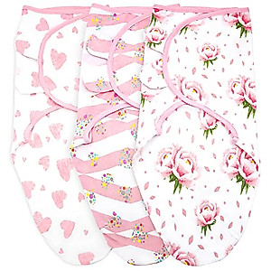 3-Pack Baby Swaddle Blanket Sleep Sacks, Newborn Swaddle Sack, Baby Swaddles 0-3 Months, Swaddles for Newborns, Baby Sleep Sack, Baby Swaddle Blanket Wrap, Pink Floral