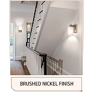 2-Pack Modern Bath Vanity Light Fixture 1-Light, Indoor Bathroom Wall Sconces for Living Room, Porch, Bedside, Brushed Nickel Finish with White Frosted Glass Shades Wall Mounted Lights