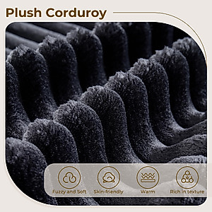 POUUIN 104" L-Shape Modular Sectional Sofa Couch - Comfy Upholstered Cloud Couch for Living Room - Modern Minimalist Couch,Deep Seat,No Assembly Required (Black,Plush Corduroy, Right Facing Chaise)