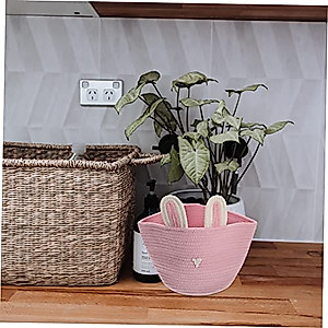 Zerodeko Bohemian Decor Boho Decor 3pcs Rope Rabbit Basket Snacks for Cute Pink Cotton Rope Home Decor Woven Basket