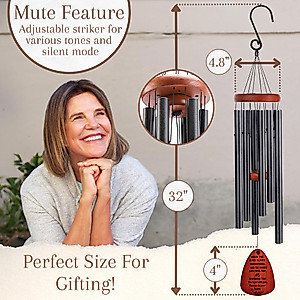 Sympathy Wind Chimes for Loss of A Loved One, Memorial Wind Chimes, Memorial Gifts for Loss of Mother or Father, Sympathy Gift, WindChimes in Memory of A Loved One, Funeral Gifts Bereavement (Black)