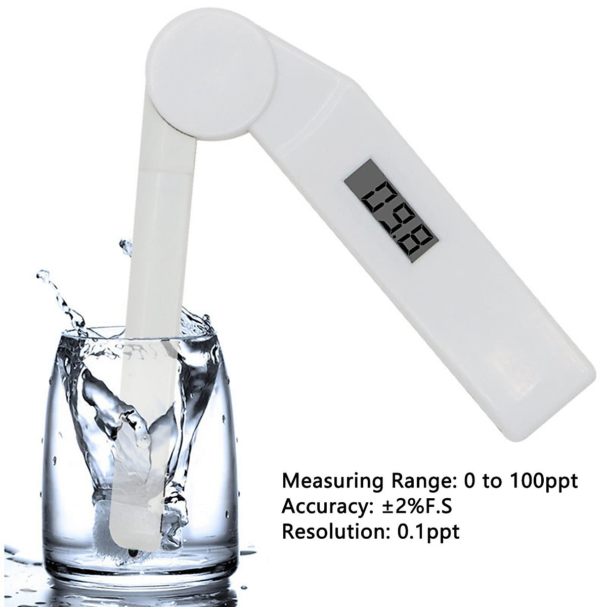 Digital Salinity Tester,Digital Salinity Tester for Salt Water,Foldable Design High Accuracy Quick Response 0 to 100ppt Pool Salt Tester for Seawater, Aquariums, Marine Monitoring, Pool Salt Test