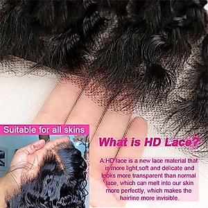 13x4 HD Transparent Lace Front Deep Wave 100% Human Hair Wig Deep Curly Lace Frontal Wigs 180% Density Unprosessed Water Wave Wigs Pre Plucked With Baby Hair Natural Color Hair for Black Women 22inch