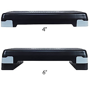 Signature Fitness Adjustable Workout Aerobic Stepper Step Platform Trainer, 27-Inch, Black/Gray