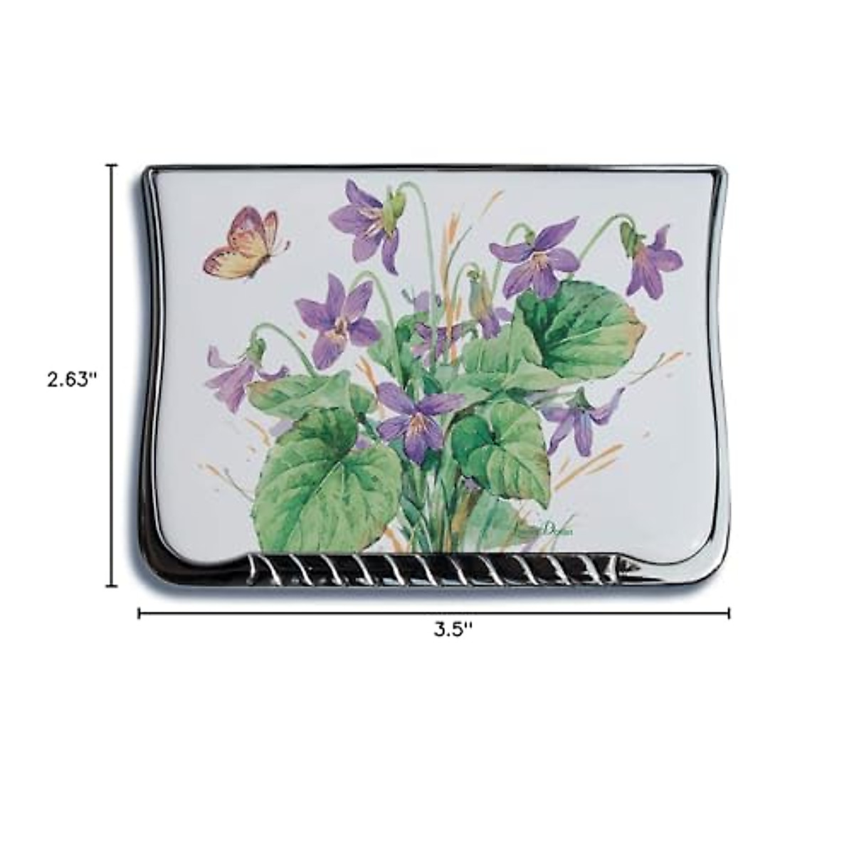 Lissom Design Compact Mirror - Handheld Magnifying Cosmetic Mirror, 3.5 x 2.63-Inch, Vegetable Garden