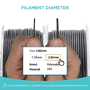 Polymaker ASA Filament 1kg Spool UV Resistant, PolyLite ASA 3D Printer Filament, Print with Openning 3D Printers Only - 2.85mm(3mm), Blue