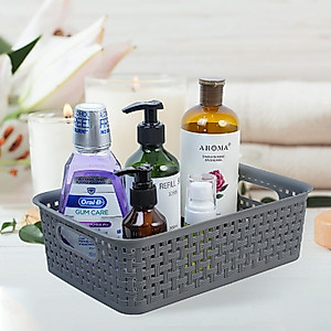 8 Pack Plastic Storage Baskets - Small Pantry for Organizing and Storage Bins for Bathroom,Kitchen,Shelves,Closet, Laundry Room,Bedroom, Classroom,Playroom