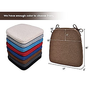 COSNUOSA Kitchen Chair Cushions Dining Chair Cushions with Ties Non Slip Kitchen Dining Chair Pads Seat Cushion Set 17 x 16 Inches Brown 4 Pcs