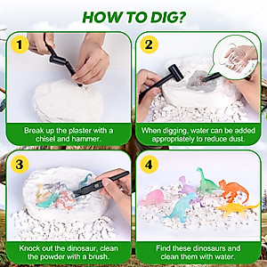 Dinosaurs Dig Kit Digging Set, Educational DIY Toys Science Kit-Dig Up Unique Real Dinosaurs, Geology Archaeology Gifts for Boys Girls Kid Toys