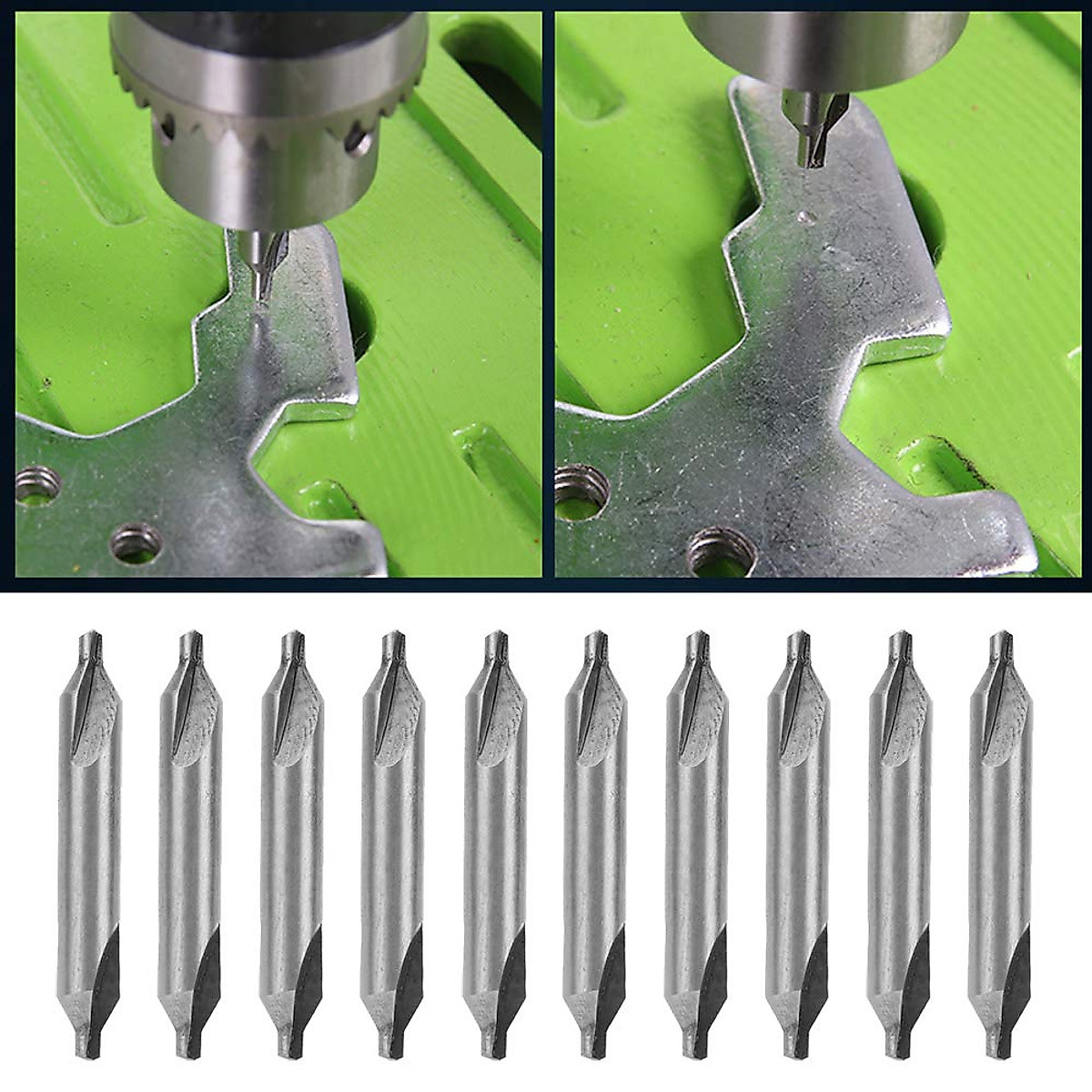 10Pcs Center Drill Bit Set, 2.5mm Countersink Lathe Bit High Speed Steel 4341 Straight Shank Drilling Tools