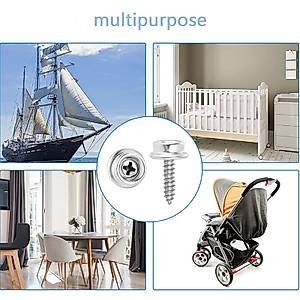 Gttyowyin 24PCS Stainless Steel Screws Marine Grade Boat Canvas Snaps 3/8"Socket with Stainless Steel 5/8"Screw, Snaps for Boat Cover, Snap Screw Stud, Made of high-Quality Materials