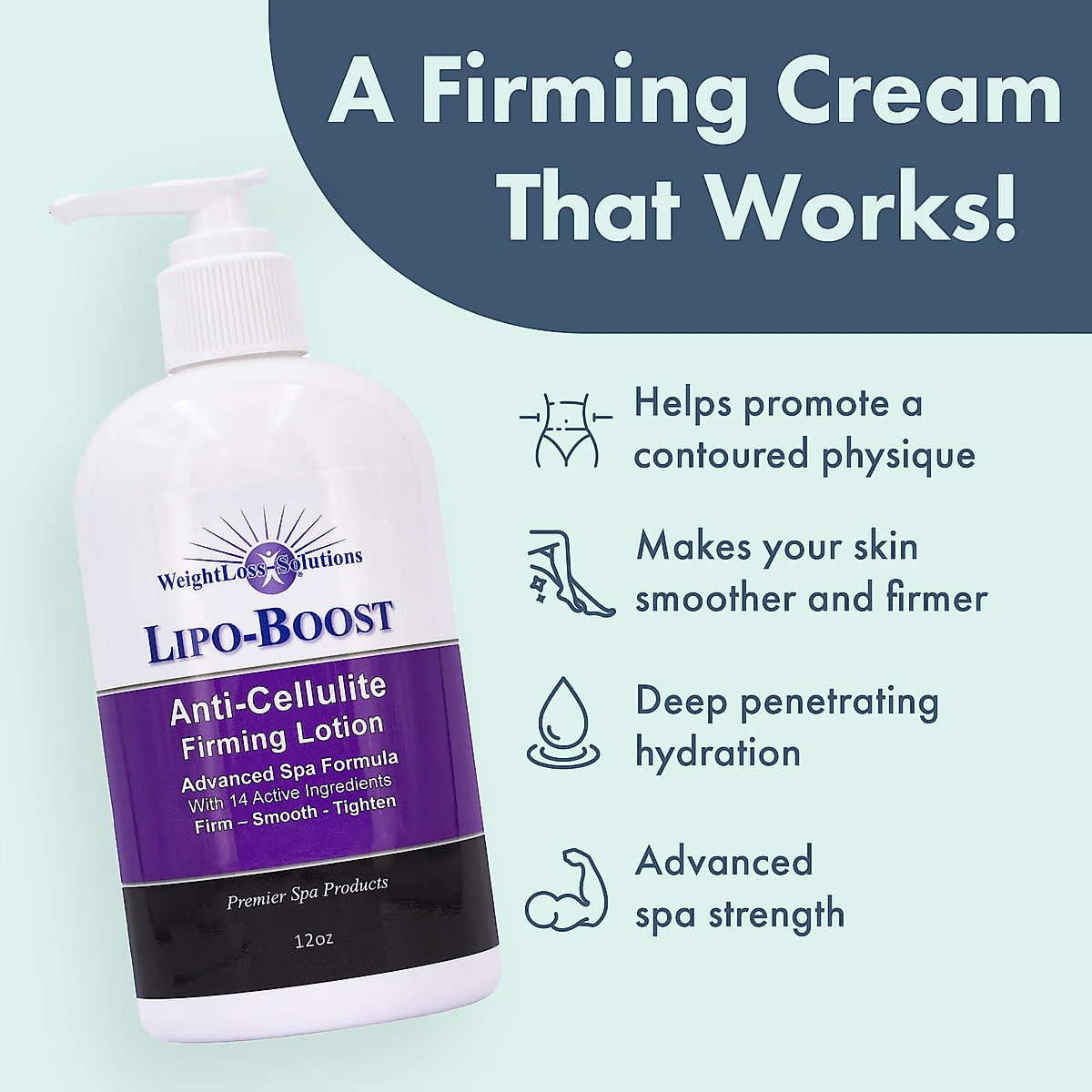 WeightLoss-Solutions Lipo-Boost Cellulite Cream with Caffeine is an Advanced Firming Lotion for Thighs and Butt, Stomach, Belly, Breasts, and Arms, to Smooth, Firm, Tone, and Tighten