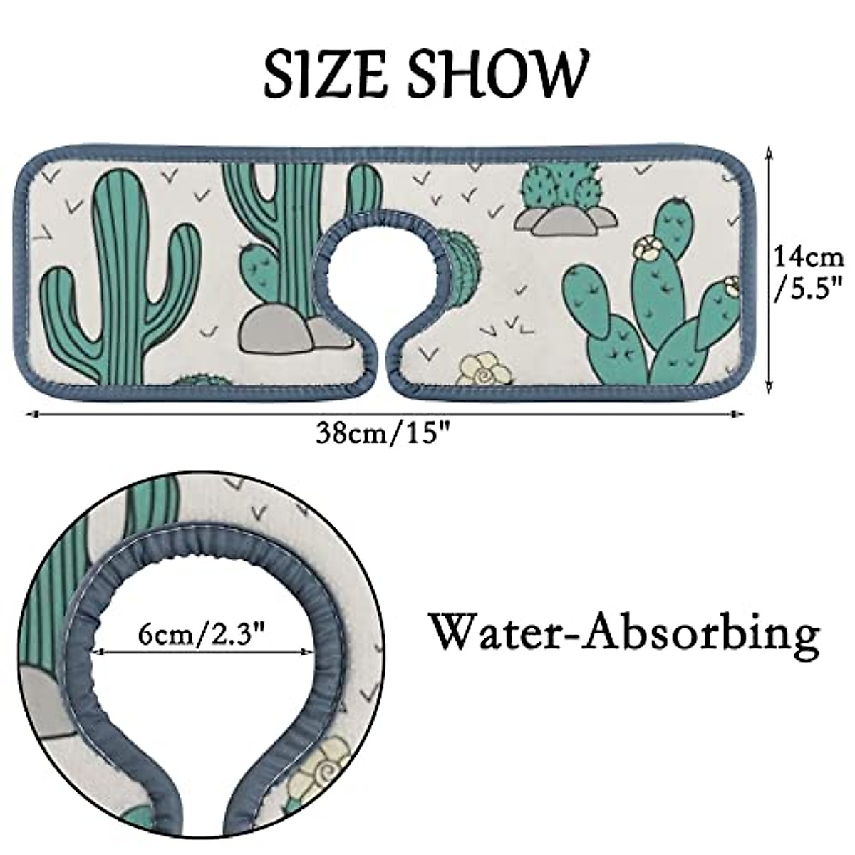 Kitchen Faucet Absorbent Mat 2 Pieces Cactuses and Succulents Faucet Sink Splash Guard Bathroom Counter and RV,Faucet Counter Sink Water Stains Preventer