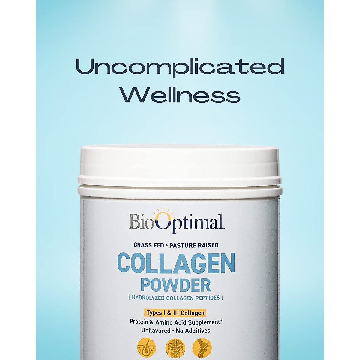 BioOptimal Collagen Peptides Powder - Grass-Fed, Pasture-Raised Hydrolyzed Protein Supplement for Skin, Hair, & Nails - Non-GMO, Zero Sugar Daily Supplement for Men & Women (45 Servings)