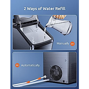 Nugget Ice Maker, YISUFO Ice Maker Countertop Pebble Ice Maker, 30lbs/Day, Self-Cleaning, 2 Ways Water Refill, Stainless Sonic Ice Maker Machine with 3Qt Water Reservoir, for Home Office Party Bar