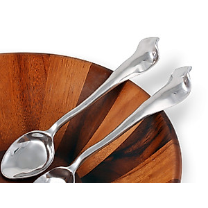 Arthur Court Modern Aluminum Salad Serving Spoon and Salad Serving Fork, Salad Servers Set Carmel Collection 11 inch Long