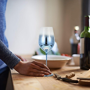 NUOBESTY Glass Wine Goblet Wine Flutes Starry Pattern Water Glasses Banquet Cocktail Cups Red Wine Goblets Drinking Cup for Bar Home Wedding Party Banque