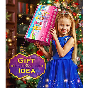 BIBUTY Princess Dress Up Clothes for Little Girls Princess Dresses, Pretend Play & Dress Up Princess Costume Set with Princess Crown for Little Girls, Princess Toys Gifts for 3-6 Toddler Little Girls