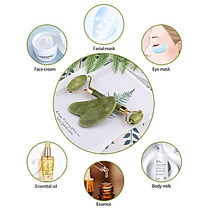 Jade Roller for Face, Jade Roller and Gua Sha Set, EUASOO 100% Real Natural Beauty Jade Facial Roller Massage Tool for Face Eyes Neck Body – Anti Aging Beauty Treatment