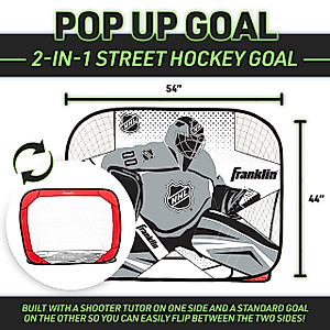 Franklin Sports Kids Portable Street Hockey Goal + Shooter Tutor Set - Pop Up Folding Net with Goalie Target Included - 2-in-1 Goal Set