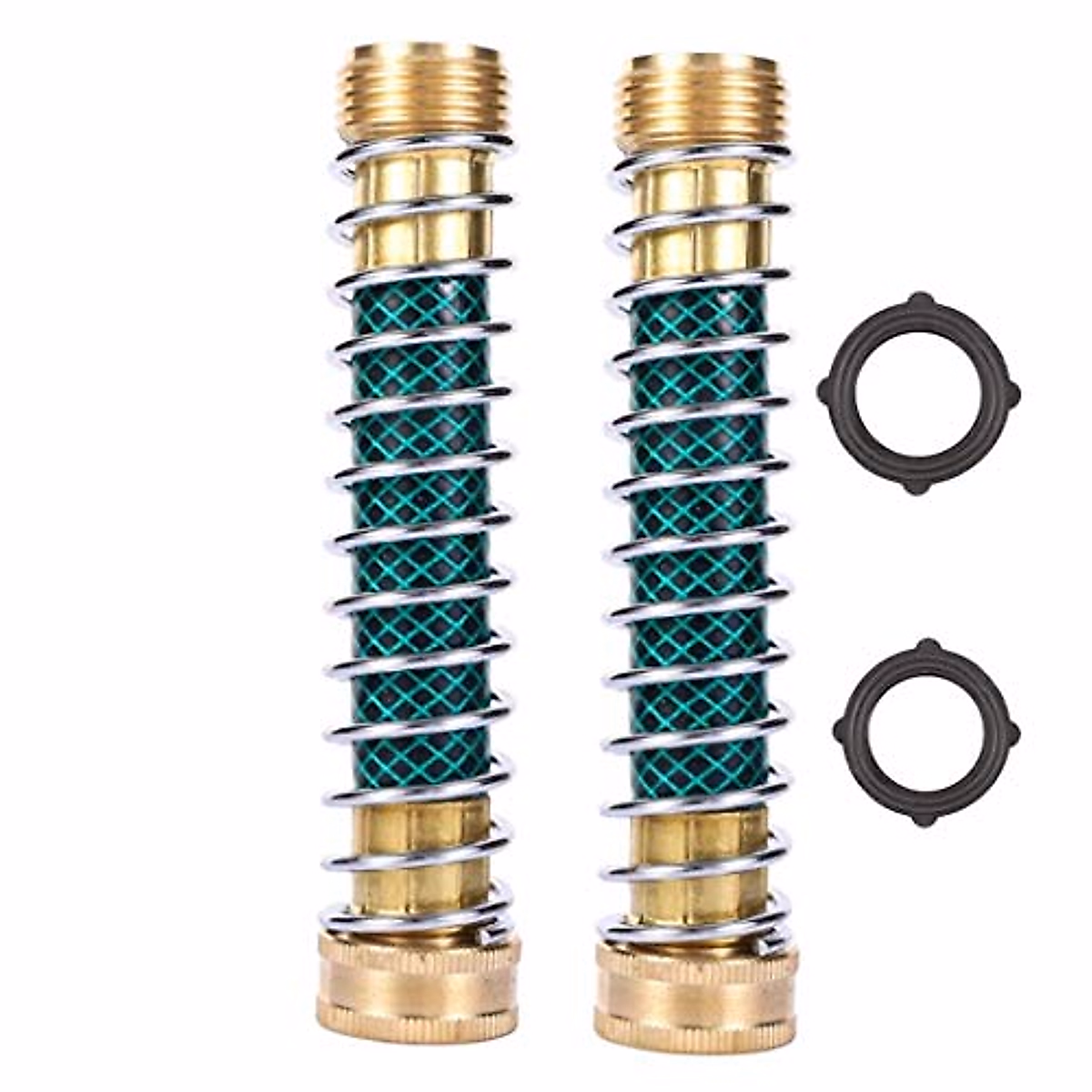 ZKZX Garden Hose Coiled Spring Protector with Solid Brass Faucet Hoses Coupling Adapter Extension 2Pcs (2pieces)