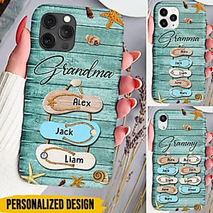 Summer Flip flop Grandkids Personalized Phone case for Grandmas Moms Aunties Multicolor