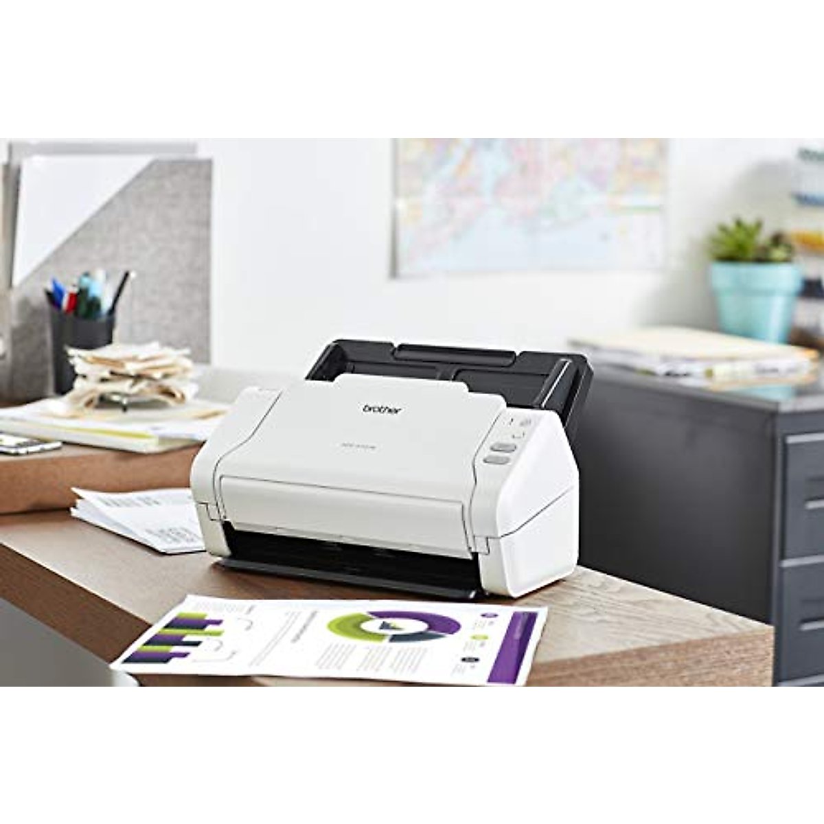 Brother Wireless High-Speed Desktop Document Scanner, ADS-2700W, Touchscreen LCD, Duplex Scanning (Renewed)