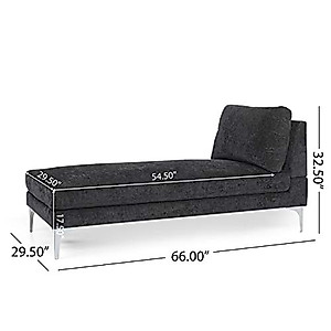 Christopher Knight Home Beamon Chaise Lounge, Black + Silver