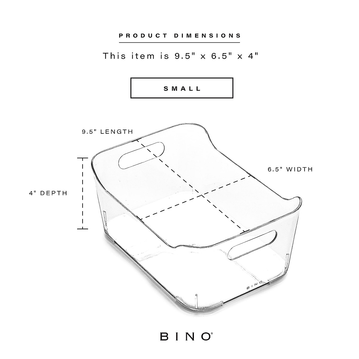 BINO Refrigerator, Freezer and Pantry Cabinet Storage Organizer Bin with Handles - Clear and Transparent Plastic Wide Nesting Food Container for Home and Kitchen (Clear, Small)