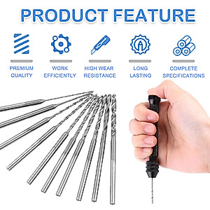 Mini Twist Drill Bits Set - 10Pcs 0.6mm-2.2mm Micro Wood Drill Bit 2.35 Shank Titanium Coated HSS Engraving Drill Bits Hole Drilling Tool for DIY Resin, Beads, Jewelry (12)