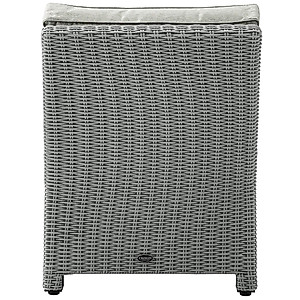 Crosley Furniture Bradenton Armless Outdoor Sectional Chair, Wicker Patio Chairs for Porch, Deck, Backyard, Gray with Gray Cushions