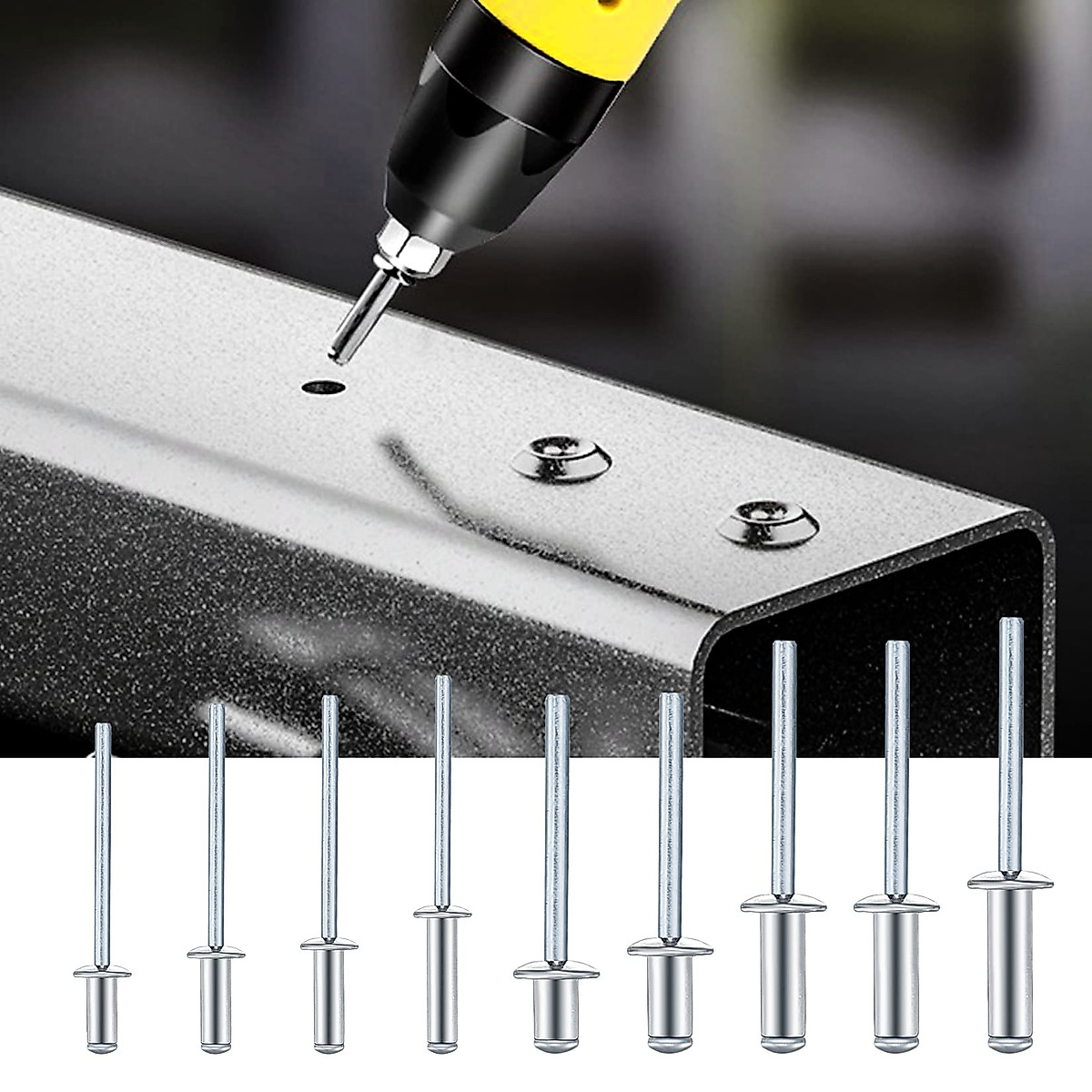 200 Pcs Pop Rivets Assortment Kit, Assorted Aluminum Blind Rivets, Metal Flange Blind Rivets for Metal, 1/8"x1/4", 1/8"x5/16", 1/8"x3/8", 1/8"x1/2", 3/16"x1/4", 3/16"x5/16", 3/16"x1/2", 3/16"x5/8"