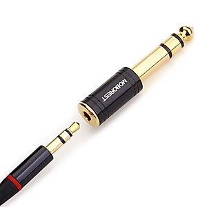 MOBOREST 3.5mm to 1/4" Adapter - Authentic Genuine Universal 6.35mm Pure Copper Adapter Jack - 3.5mm (1/8 Inch) Female to 6.35mm (1/4 Inch) Male Headphone Adapter, Black Fashion 2-Pack