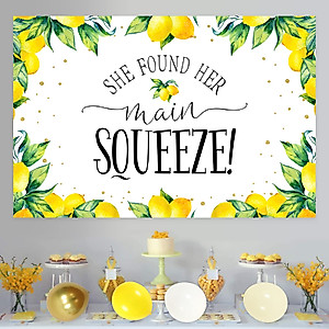 Lemon Bridal Shower Decorations, Yellow and White Balloons Garland Kit She Found Her Main Squeeze Backdrop Bride To Be Sash Artificial Tree Leaves for Lemon Wedding Engagement