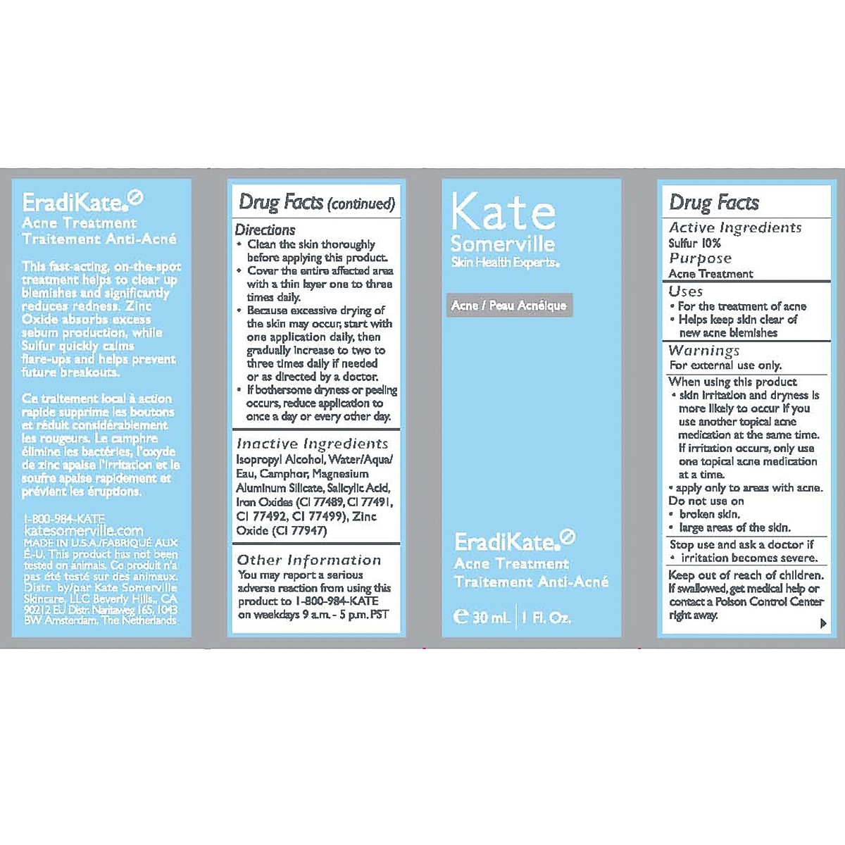 Kate Somerville EradiKate Acne Treatment - Clinically Formulated 10% Sulfur and BHA Spot Treatment – Clears Pimples, Cleans Pores and Prevents Breakouts, 1 Fl Oz