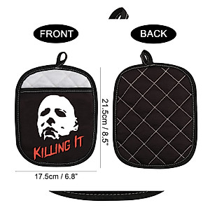 ZJXHPO Halloween Party Gift Pot Holder Horror Movie Lover Baking Gift Killing It Oven Mitts Gift Baker Oven Pads Pot Holder (White face Holder)