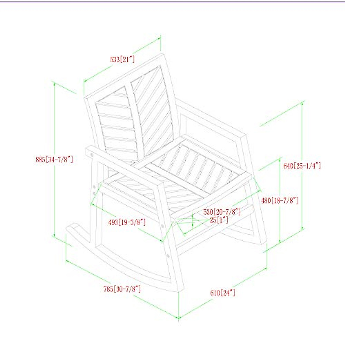 Outdoor Chevron Rocking Chair - Brown