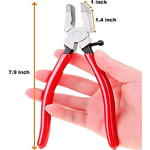 8 Inch Key Fob Pliers Attach Rubber Tips, Glass Running Plier for Key Fob Hardware Install and Stained Glass Work, with Adjustable Screw