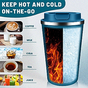 Insulated Coffee Tumblers with Flip Lid 12oz / 17oz, Stainless Steel Travel Coffee Mug Leak Proof, Vacuum Insulated Coffee Mug Thermos Cup, Keeps Cold and Hot for Coffee Tea