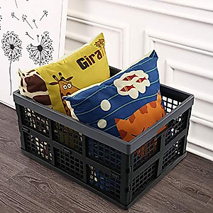 Sosody 34 L Plastic Storage Milk Crates, Large Collapsible Storage Basket, 2 Packs