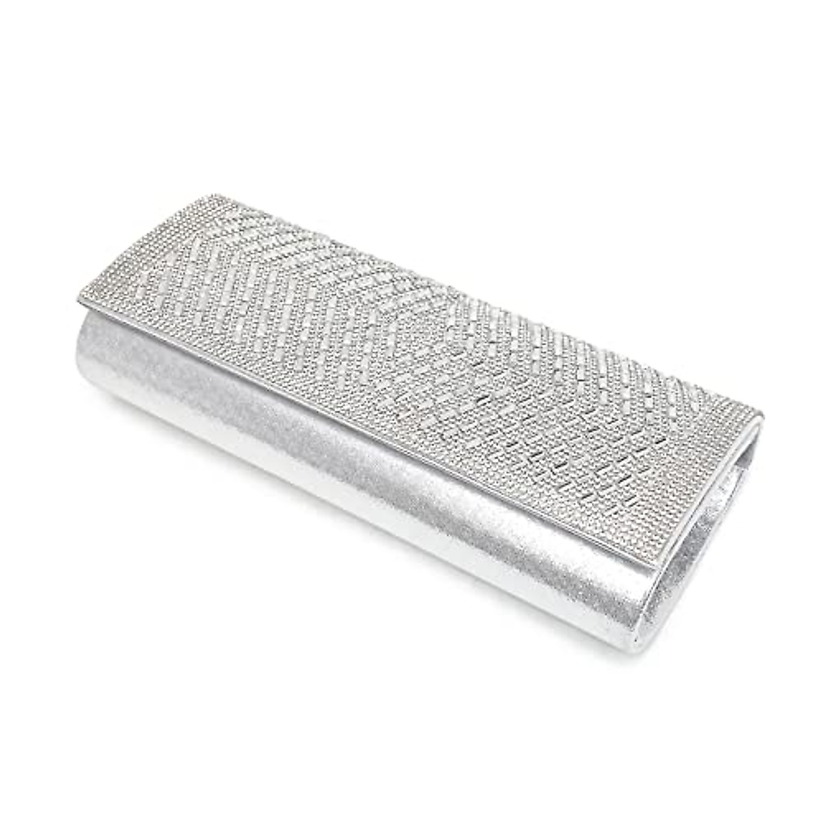 Dreubea Women's Sparkling Evening Purse Envelop Shoulder Bag Clutch for Wedding Party Prom Silver