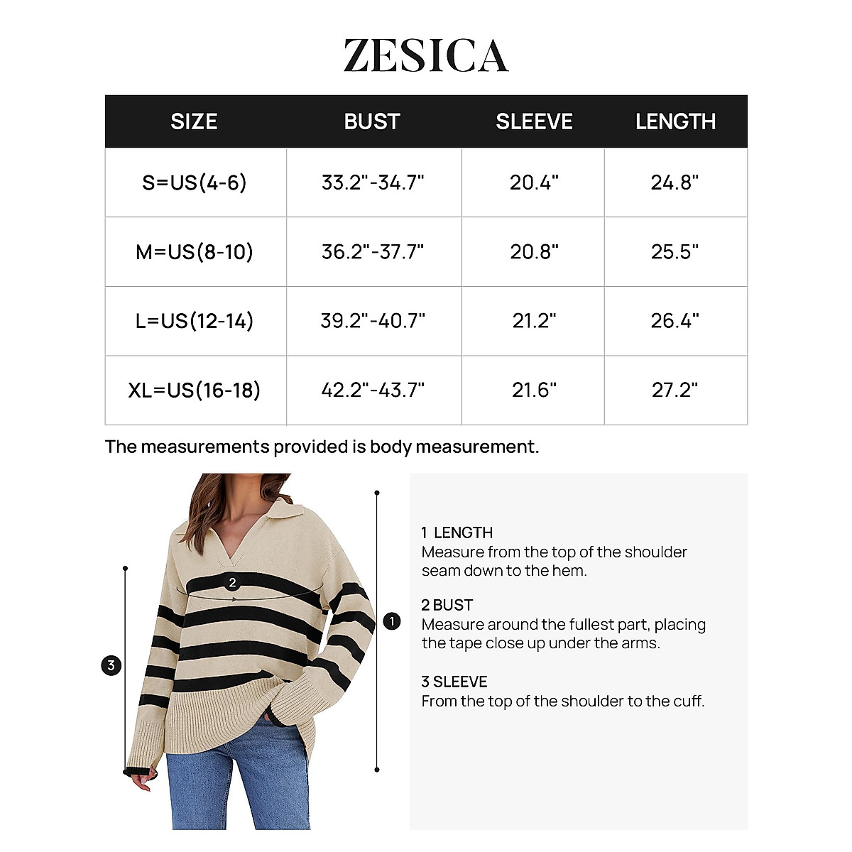 ZESICA Women's Winter Sweaters Lapel V Neck Long Sleeve Striped Chunky Knit Oversized Pullover Sweater Jumper Tops,Apricot,X-Large