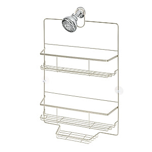 iDesign Everett Wide Metal Hanging Shower Caddy, Bath Organizer Holds Shampoo, Razors, Conditioner, Soap, 15.5" x 4.14" x 25.21", Satin