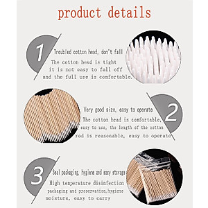 GSA 1500 Count Microblading Cotton Swab, Cotton Swabs Pointed Tip, Cotton Swabs Wood Sticks, Cotton Tipped Applicator, Tattoo Permanent Supplies, Makeup Cosmetic Applicator Sticks (15 packets)