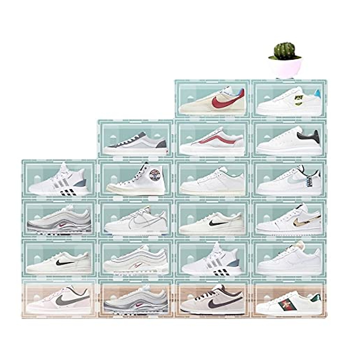 FARWIX Shoe Storage Boxes Clear Plastic Shoe Boxes Stackable, Shoe Storage 13 x 9.5 x 7in, Shoe Organizer with Lids,8 Pack Shoe Box, Front Opening Shoe Holder Containers, Storage Box for Multi-use