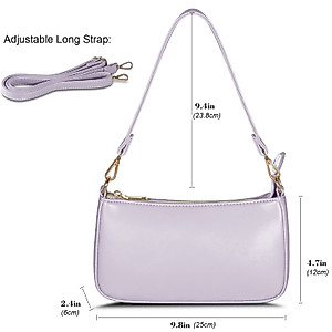 NIUEIMEE ZHOU Shoulder Bag for Women Retro Vegan Leather Classic Clutch Tote HandBags Purses with Zipper Closure (Purple)